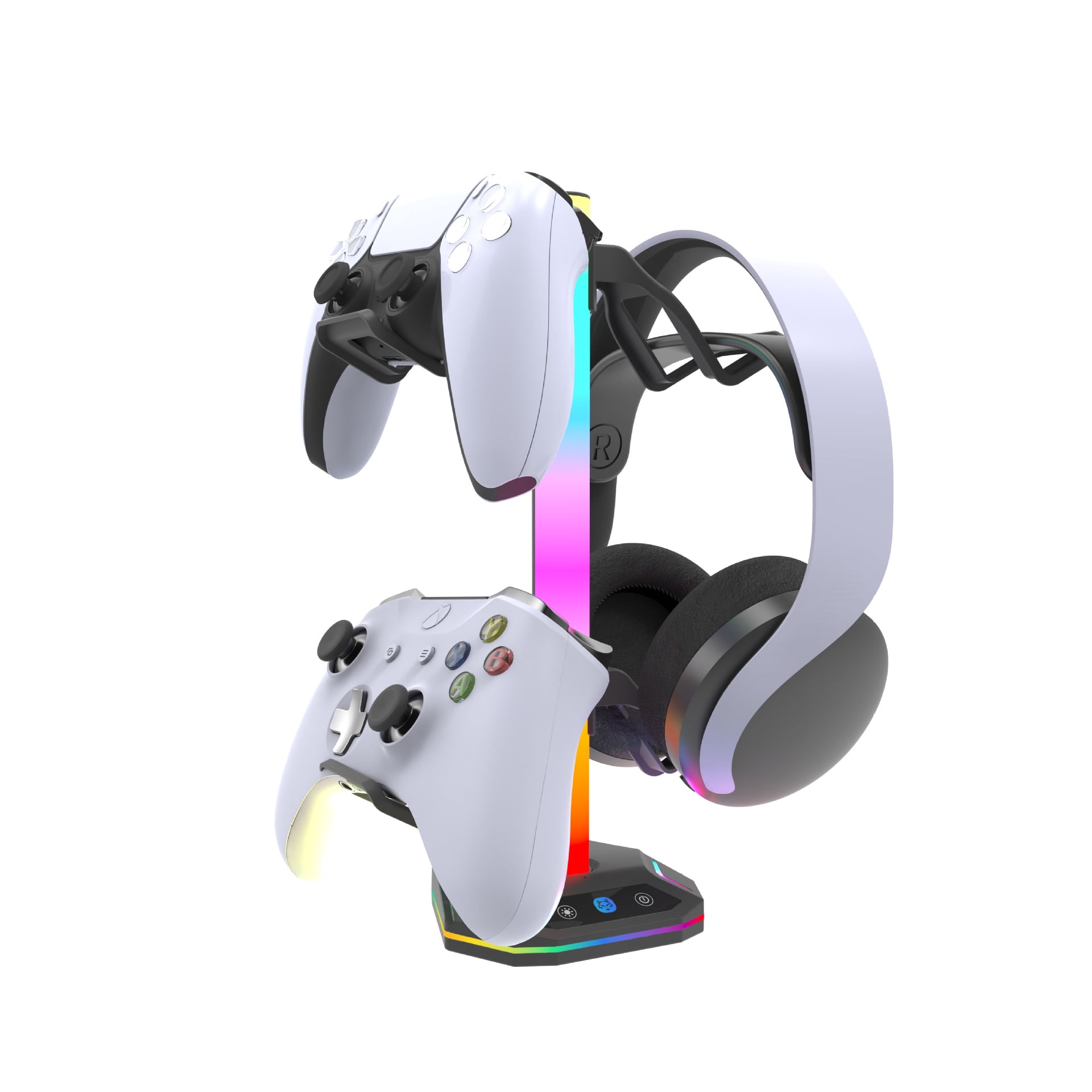 RGB Controller Holder,Gaming Headset and Controller Stand with 2 USB ...