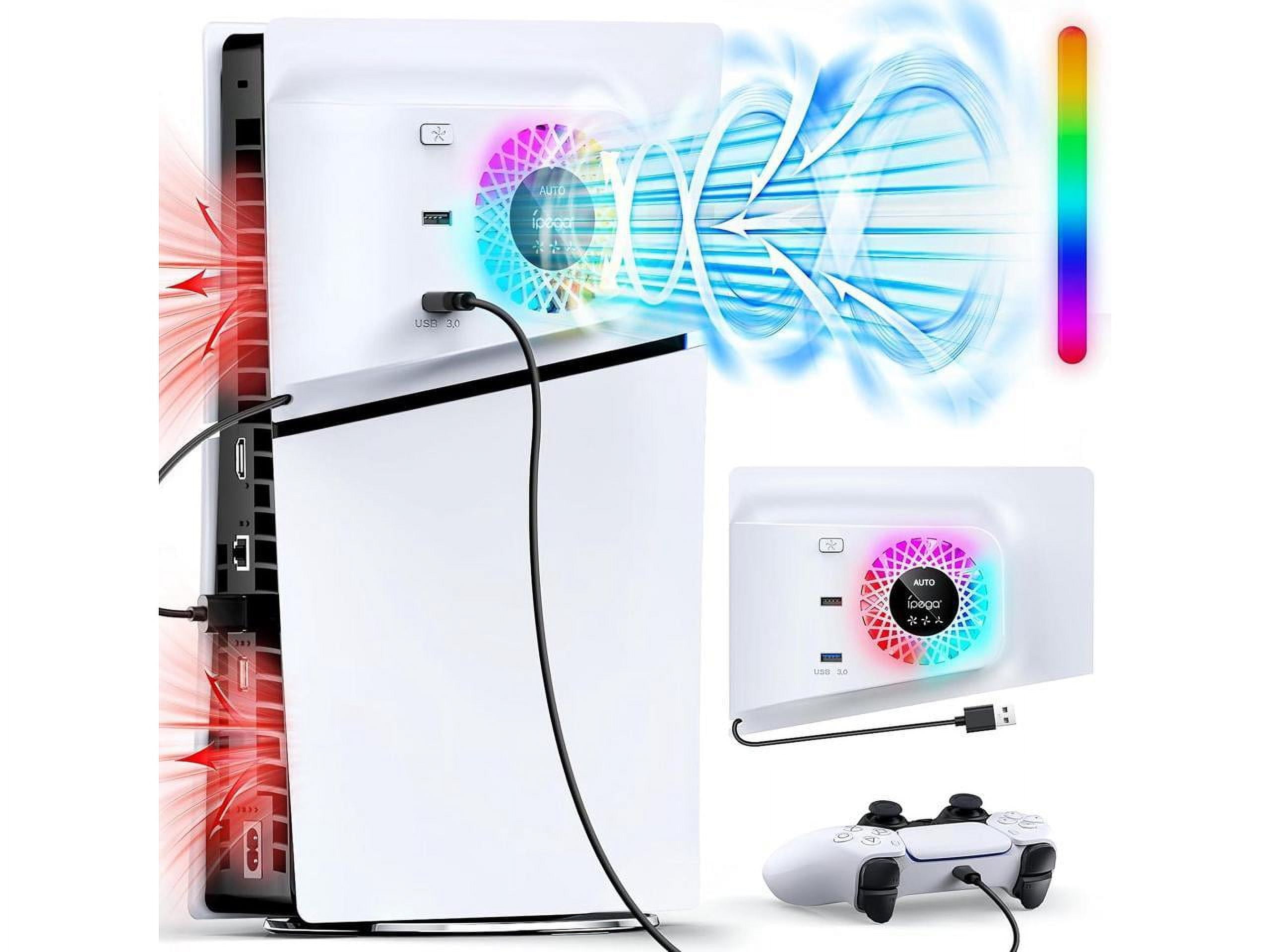 RGB Cooling Fan with Plate Cover for PS5 Slim Digital/Disc, Auto Speed ...