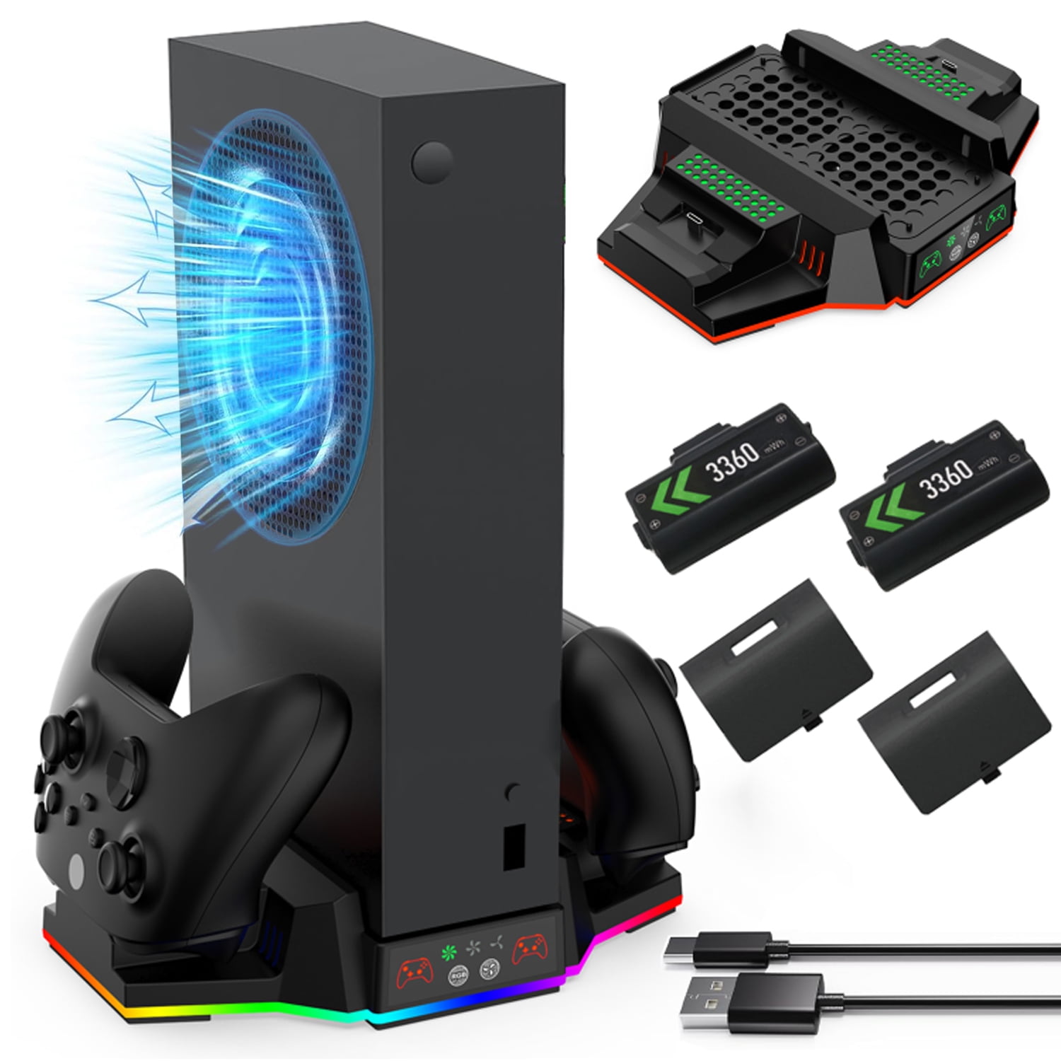 RGB Cooling Stand Charging Station for Xbox Series S Accessories with ...