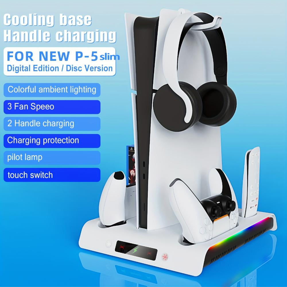 RGB Cooling fan Stand for PS5 Slim Console, Game Cooling Stand Dual ...