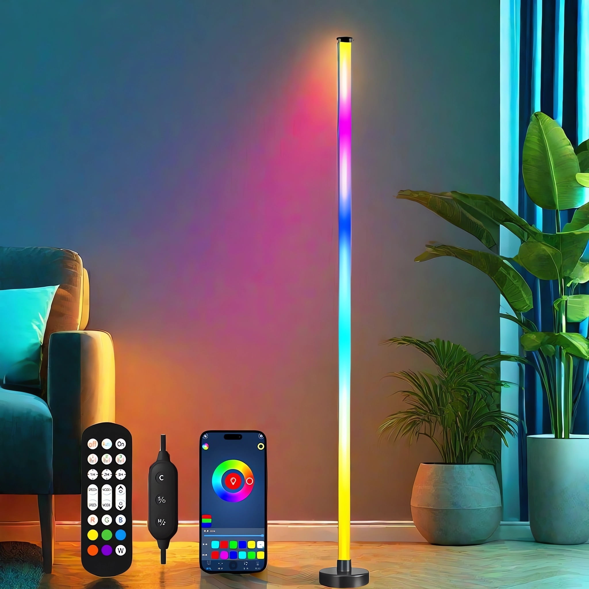 RGB Corner Lamp,Smart APP Remote Control LED Floor Lamp,USB Multicolor ...