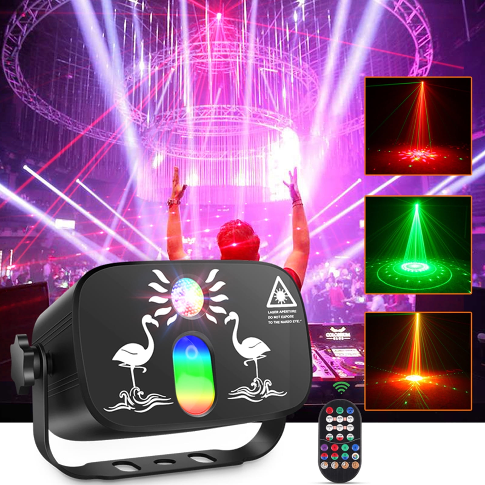 RGB DJ Laser Projector LED Disco Stage Party Lights Sound Activated ...