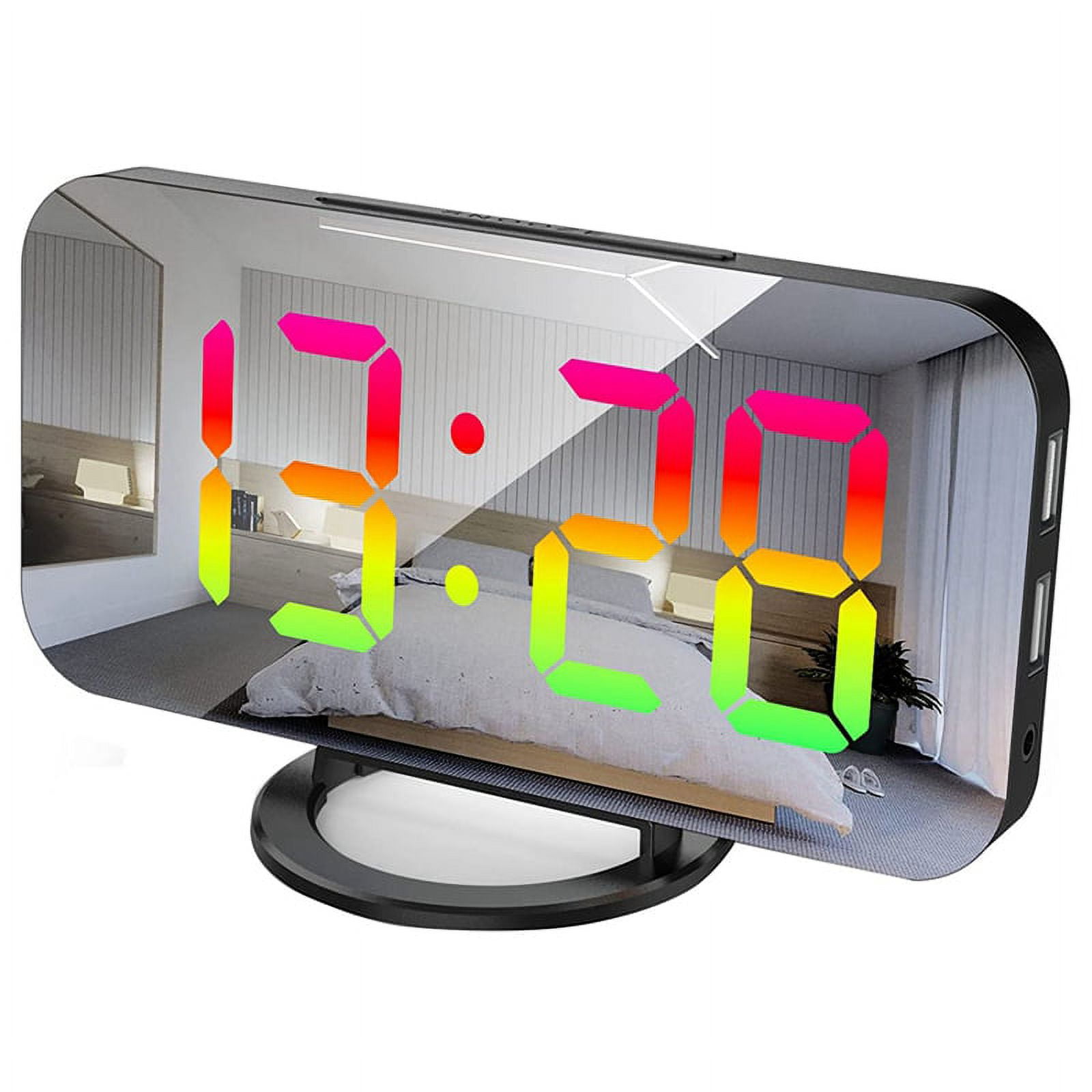 RGB Digital Alarm Clock for Bedroom, 6.5 Inch HD & Mirror Display with ...
