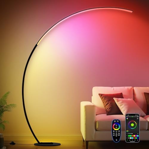 RGB Dimmable Arc Floor Lamps with 3 Color Temperatures, Ultra Bright ...