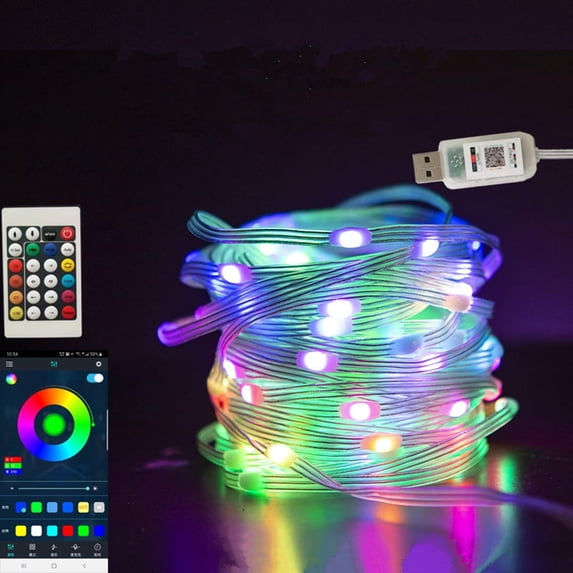 RGB Fairy Lights, DIY Color&Music Sync String Lights for Bedroom ...