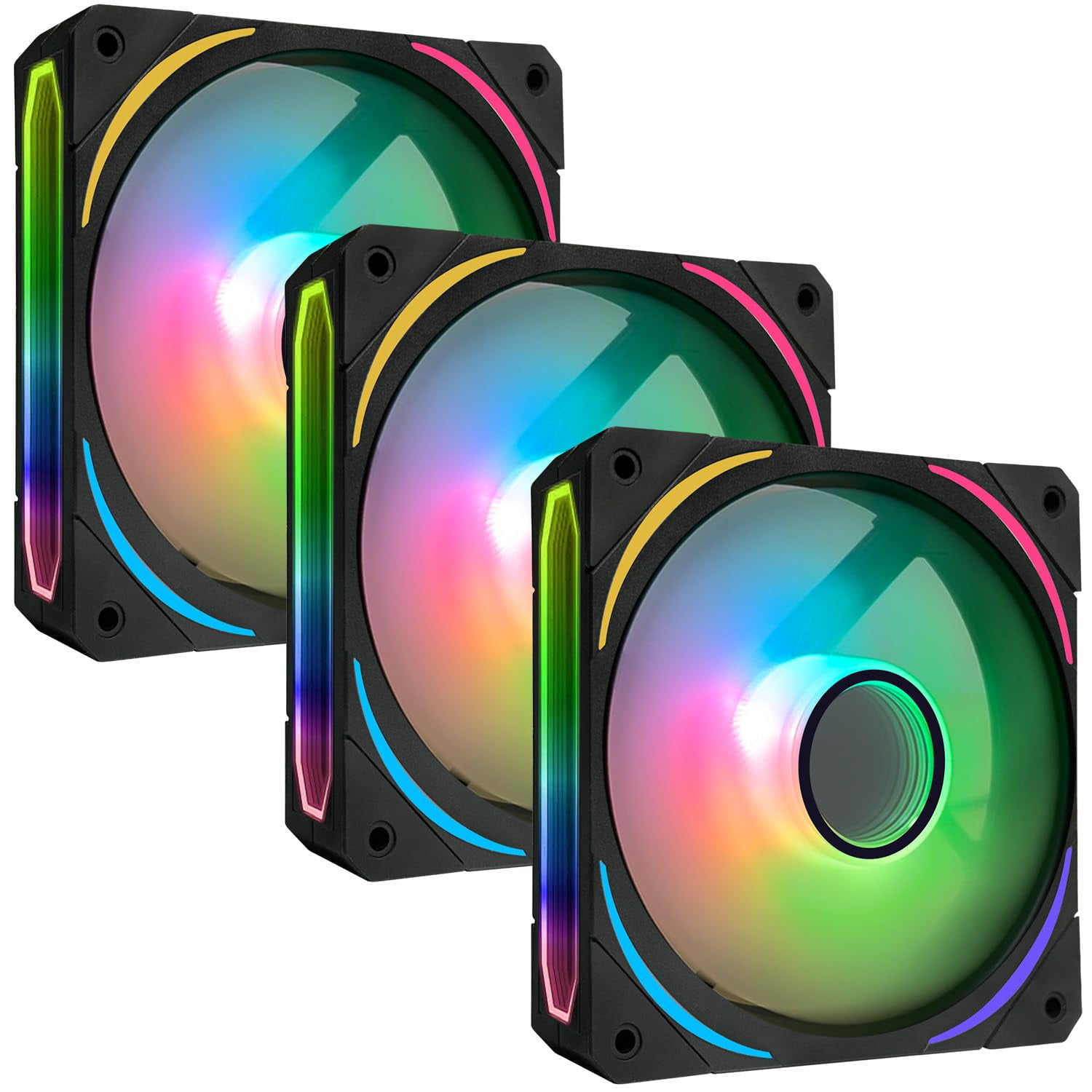 RGB Fans 120mm PWM KEF16 Fans 3 Pack argb Fans, HA-120 PWM Fans RGB ...