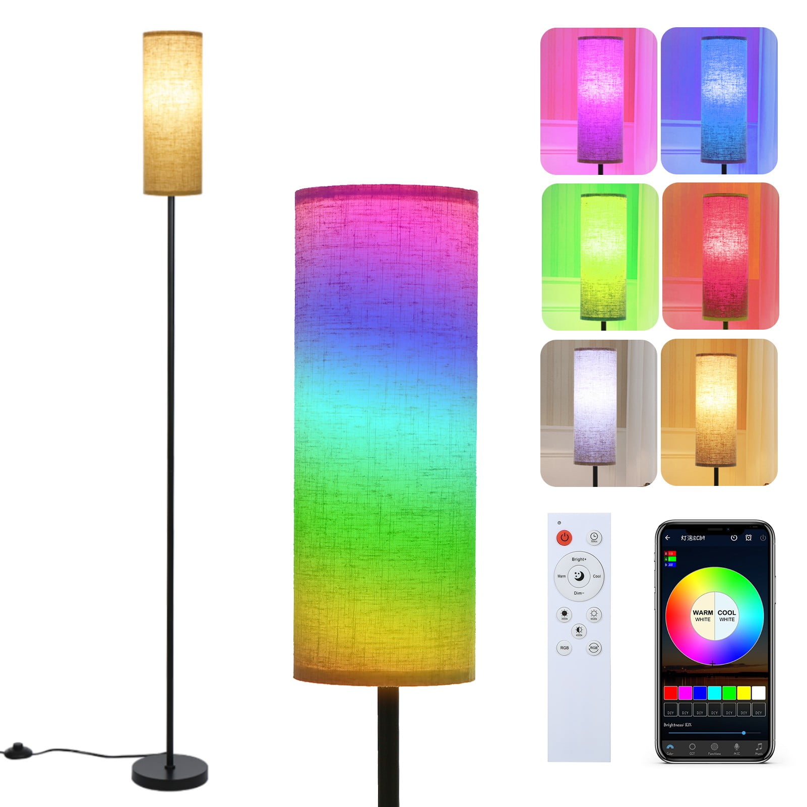 RGB Floor Lamp for Living Room, 67.7" Tall LED Standing Lamp, 3 Color ...