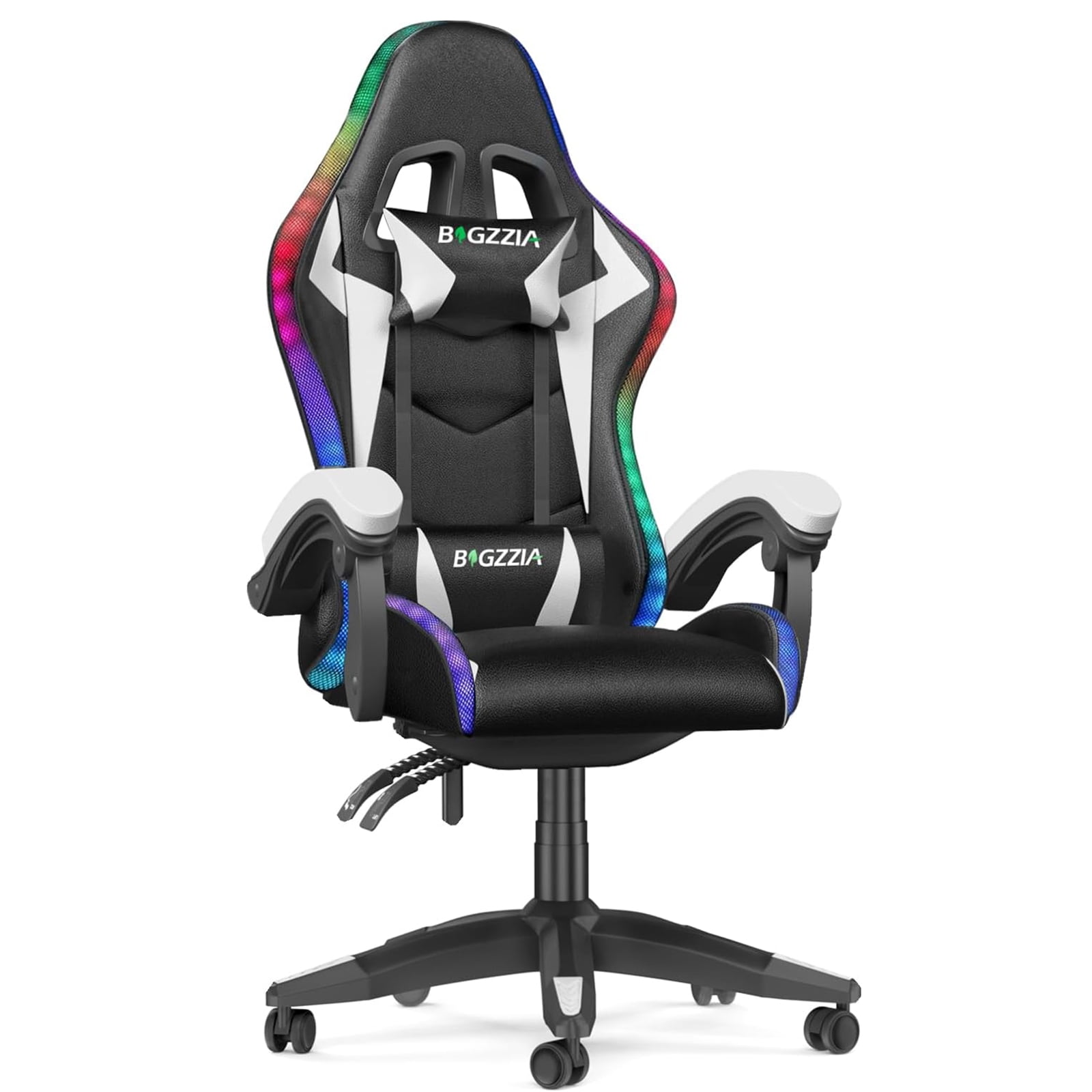 RGB Gaming Chair LED Lights Ergonomic Computer Chair Reclining PU ...