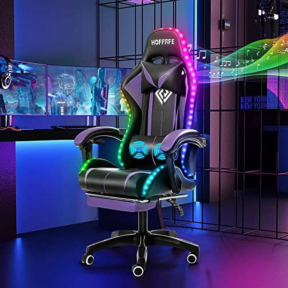 RGB Gaming Chair with Speakers Massage Computer Gaming Chair with LED ...