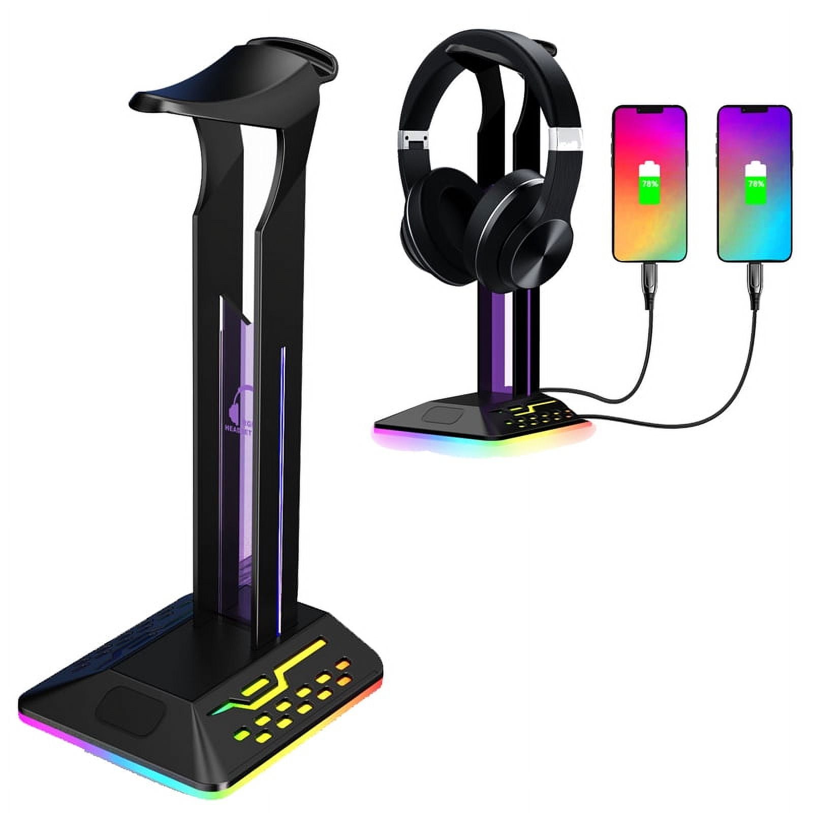 RGB Gaming Headset Stand with 2 USB Ports, Game Headphone Mount,Great ...