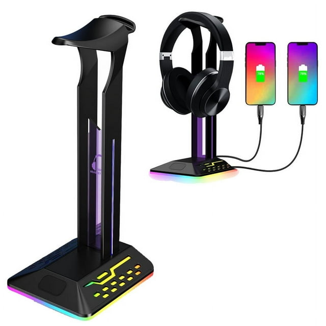 RGB Gaming Headset Stand with 2 USB Ports, Game Headphone Mount,Great ...