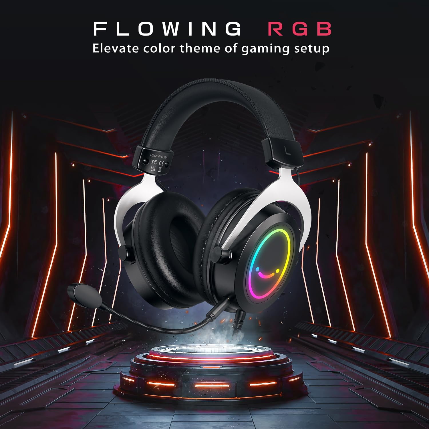 RGB Gaming Headsets,Comfortable Over-Ear Headphones with Microphone ...