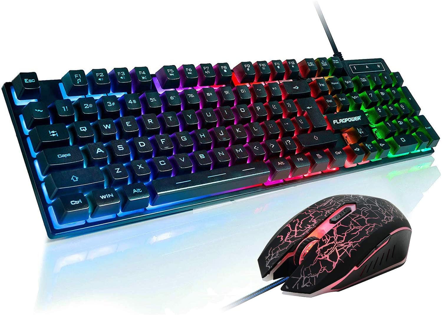 RGB Gaming Keyboard and Breathing Mouse Combo, Adjustable Breathing ...