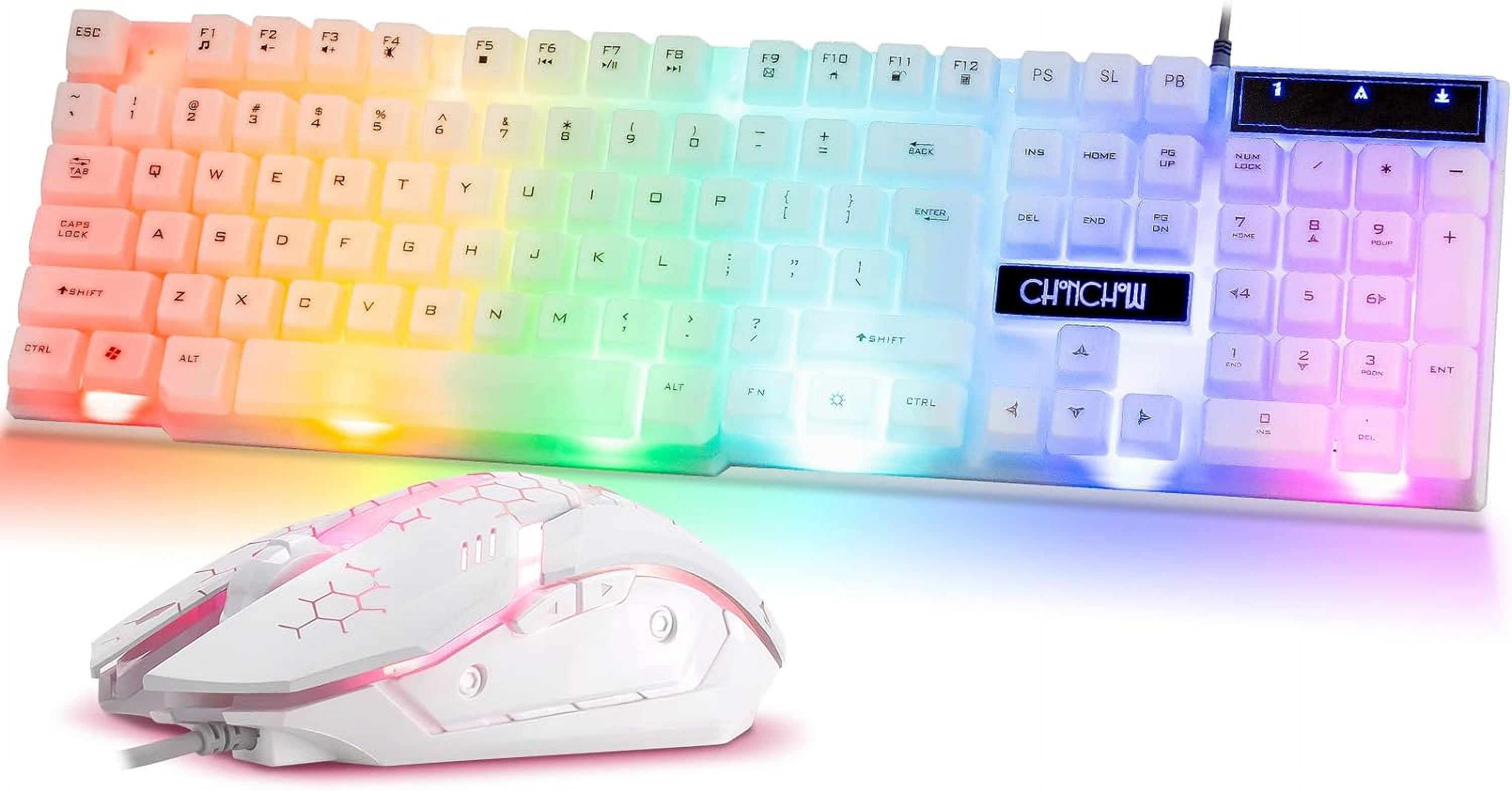 RGB Gaming Keyboard and Mouse Combo USB Wired Light Up Keyboard Rainbow ...