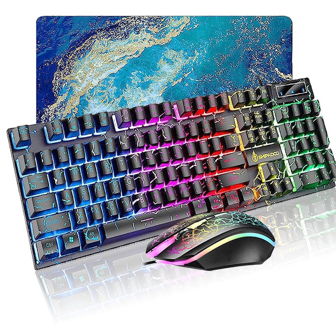 RGB Gaming Keyboard and Backlit Mouse Combo, USB Wired Backlit Keyboard, LED Gaming Keyboard ...