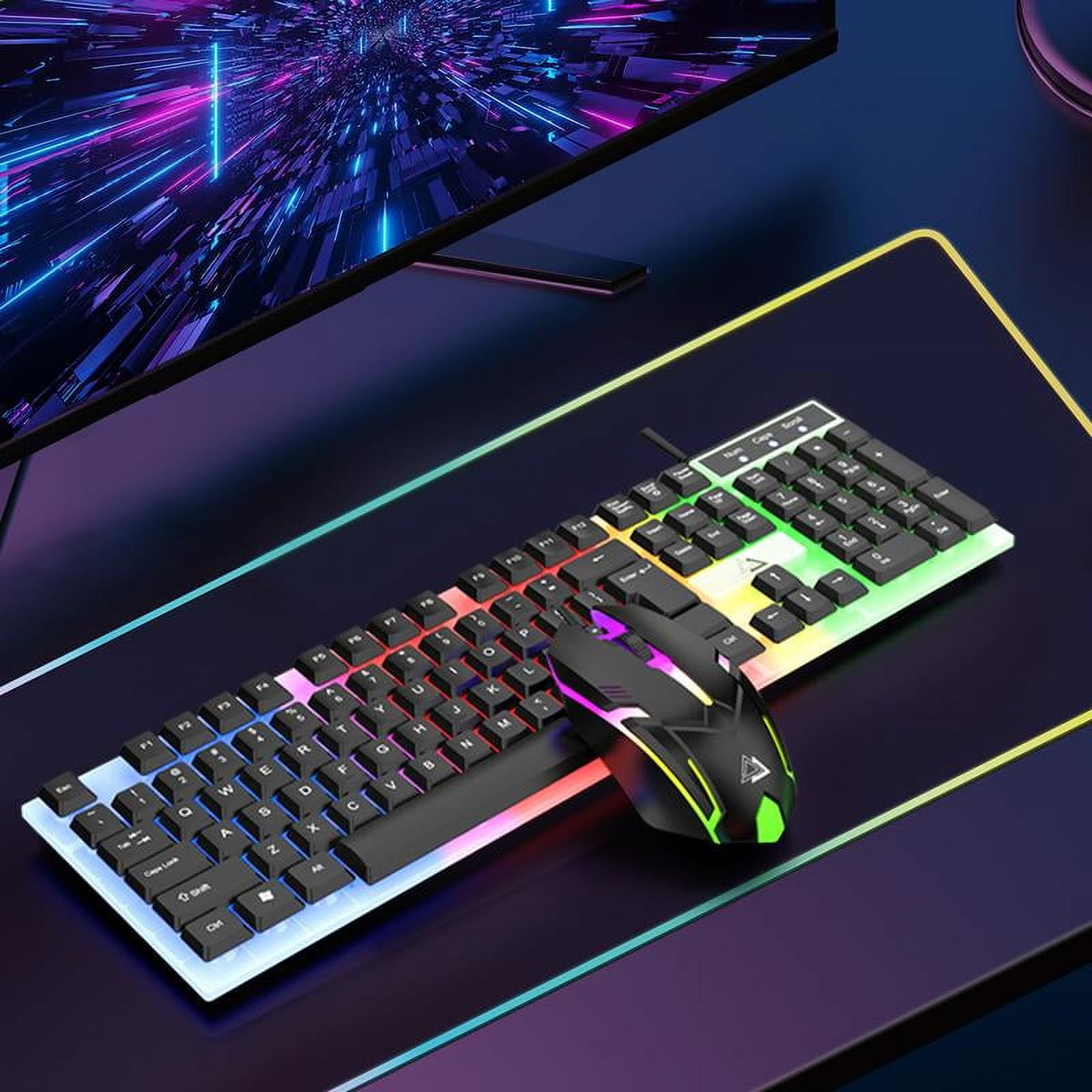 RGB Gaming Keyboard and Mouse Combo, Wired Mechanical Feel LED Backlit ...