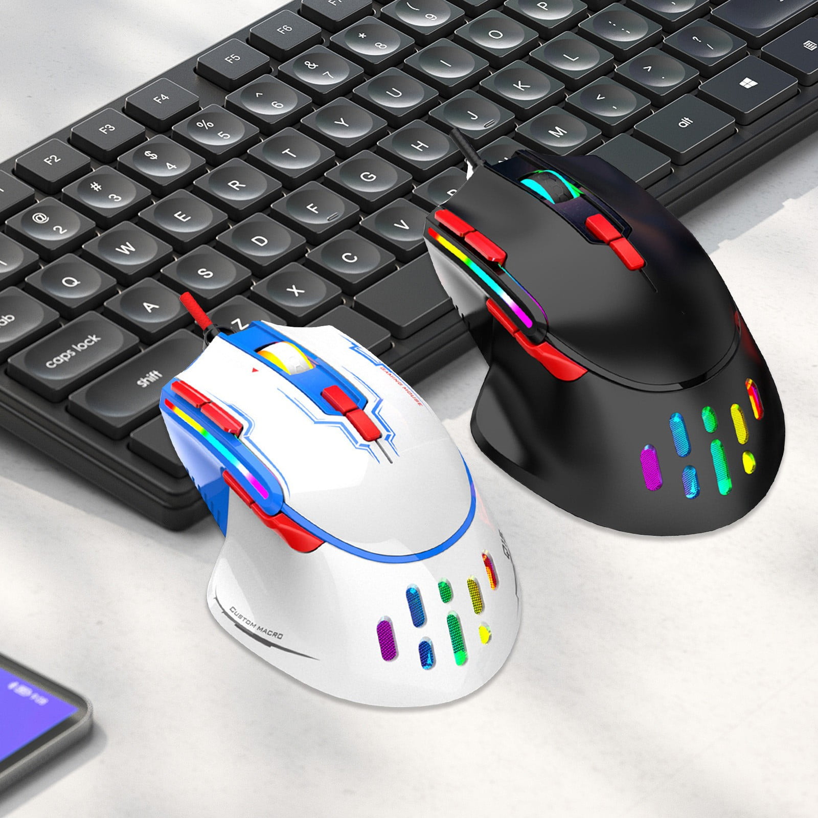 RGB Gaming Mouse, 4-Speed DPI Adjustment, Custom Macro Keys, Wired USB ...