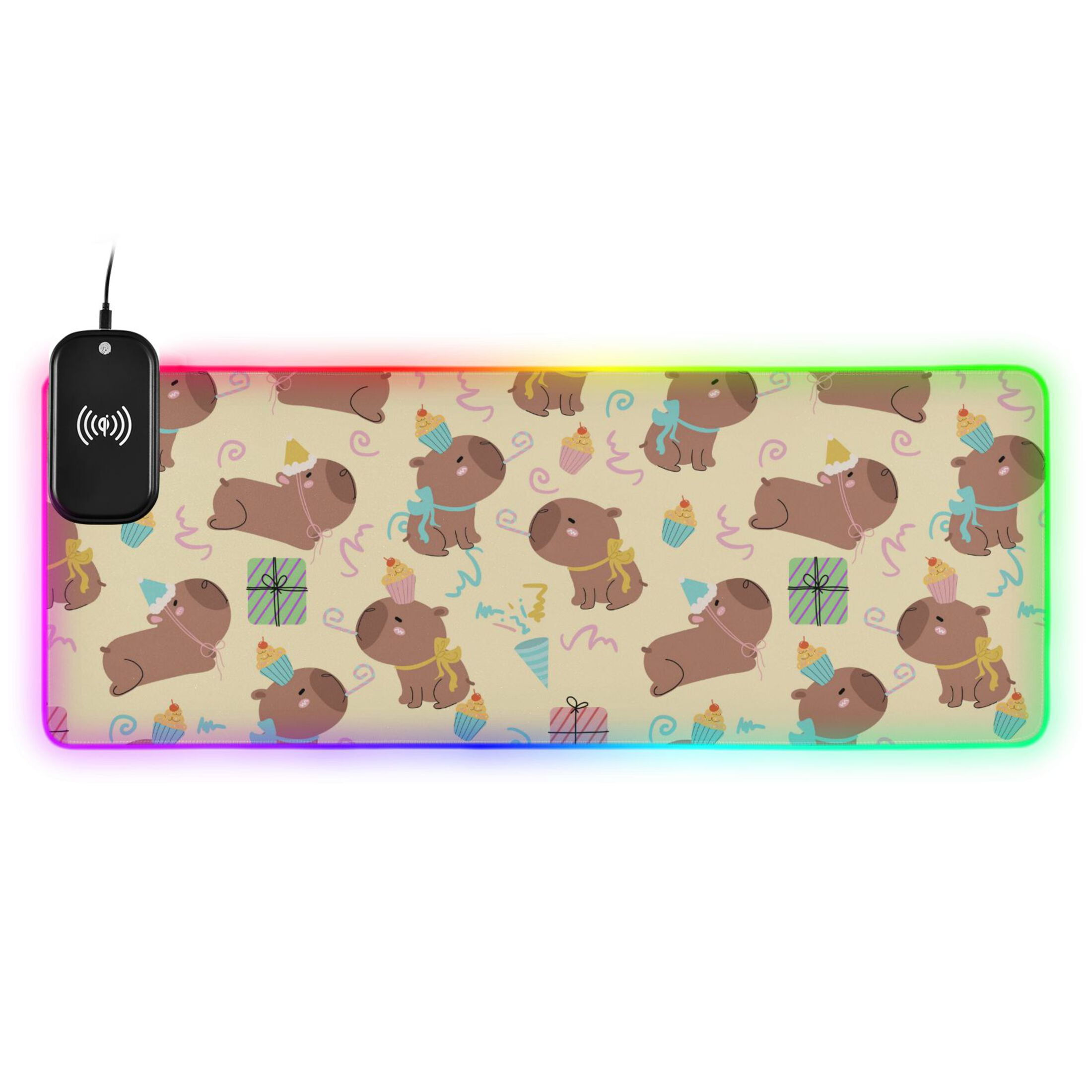 RGB Gaming Mouse Pad 15W Wireless Charging Large Waterproof Desk Mat 13 ...