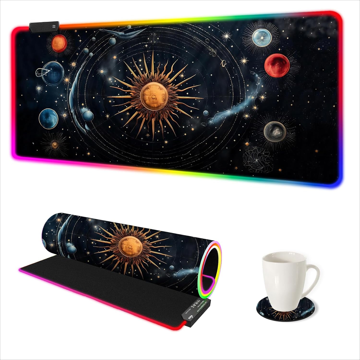 RGB Gaming Mouse Pad Extended, Large Led Mousepads Non-Slip Rubber Base ...