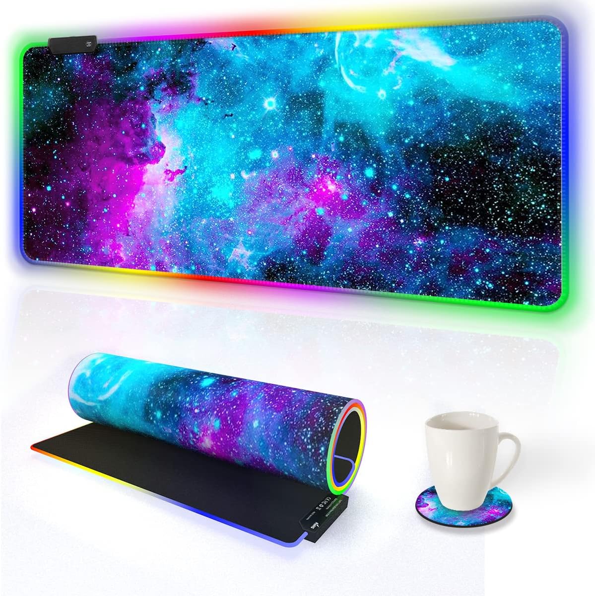 RGB Gaming Mouse Pad Extended, Large Led Mousepads Non-Slip Rubber Base ...