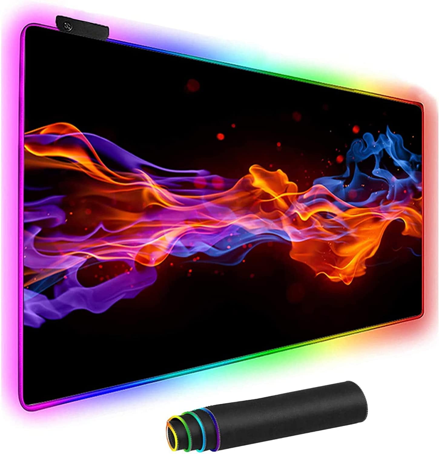 RGB Gaming Mouse Pad Extended Large Led Mousepads Non-Slip Rubber Base ...