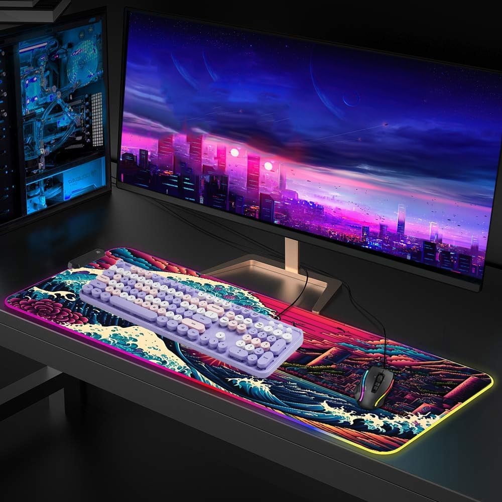 RGB Gaming Mouse Pad, Large Extended Soft Led Mouse Pad with 10 ...