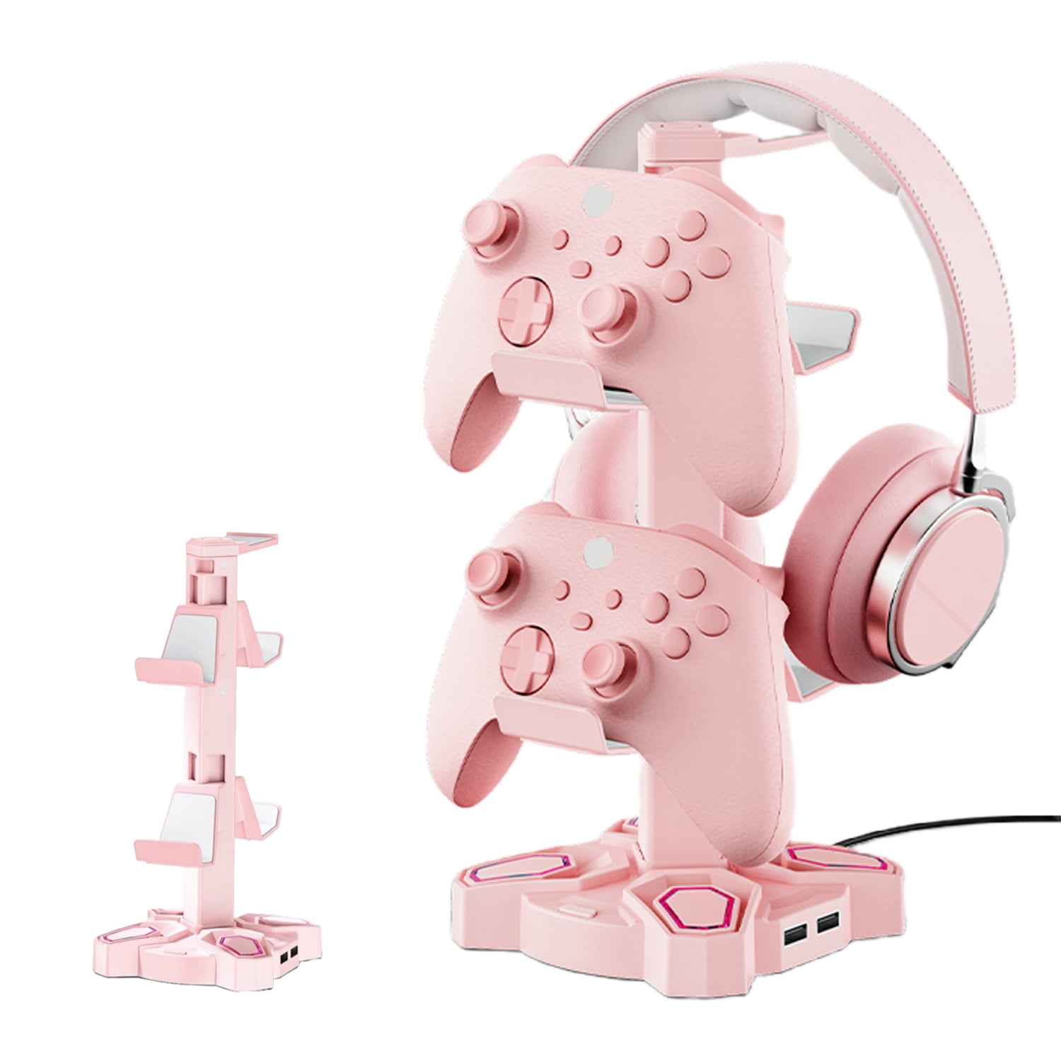 RGB Headphone Stand with 9 Light Modes - Rotatable Pink Game Headset ...