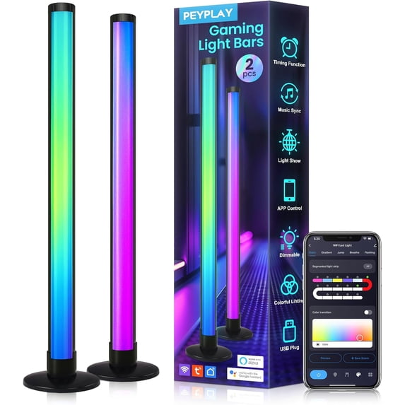 RGB+IC Ambient LED Light Bars for Gaming Room, PC, and Home Décor, USB ...