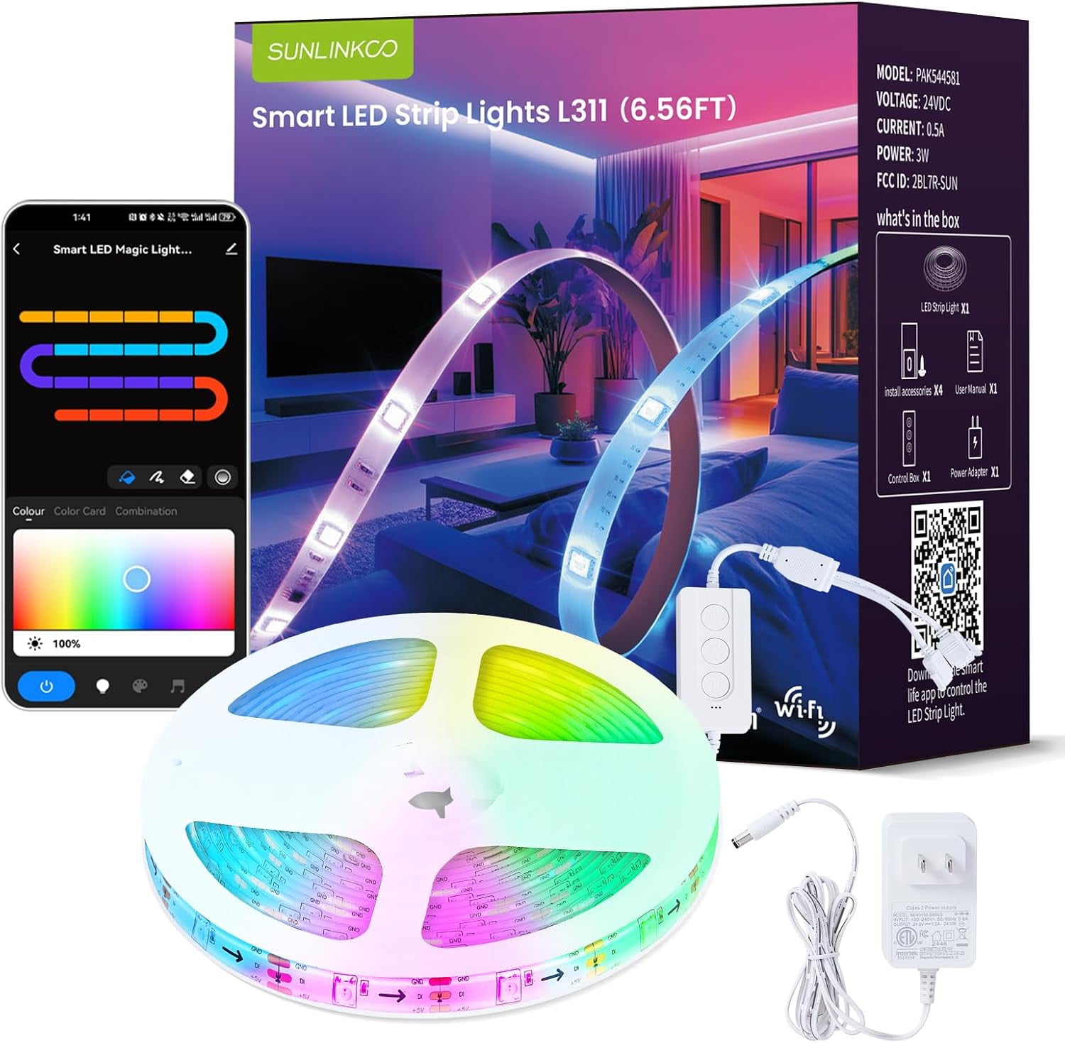 RGB+IC LED Strip Lights, Smart Bluetooth LED Light for Bedroom, Color ...