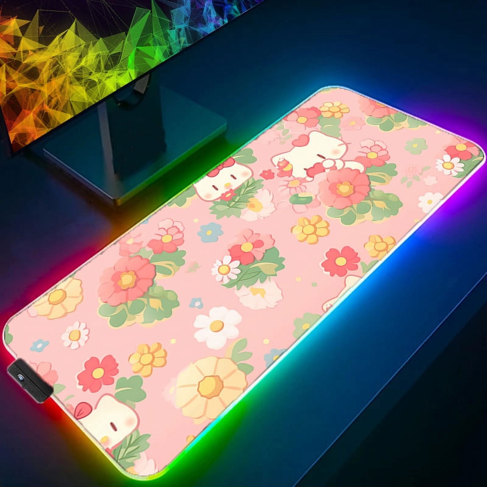 RGB Kawaii Anime Hello Kitty Mouse Pad LED Computer Luminous XXL ...