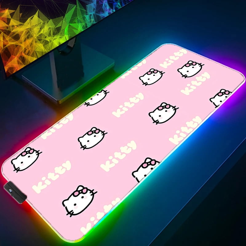 RGB Kawaii Anime Hello Kitty Mouse Pad LED Computer Luminous XXL ...