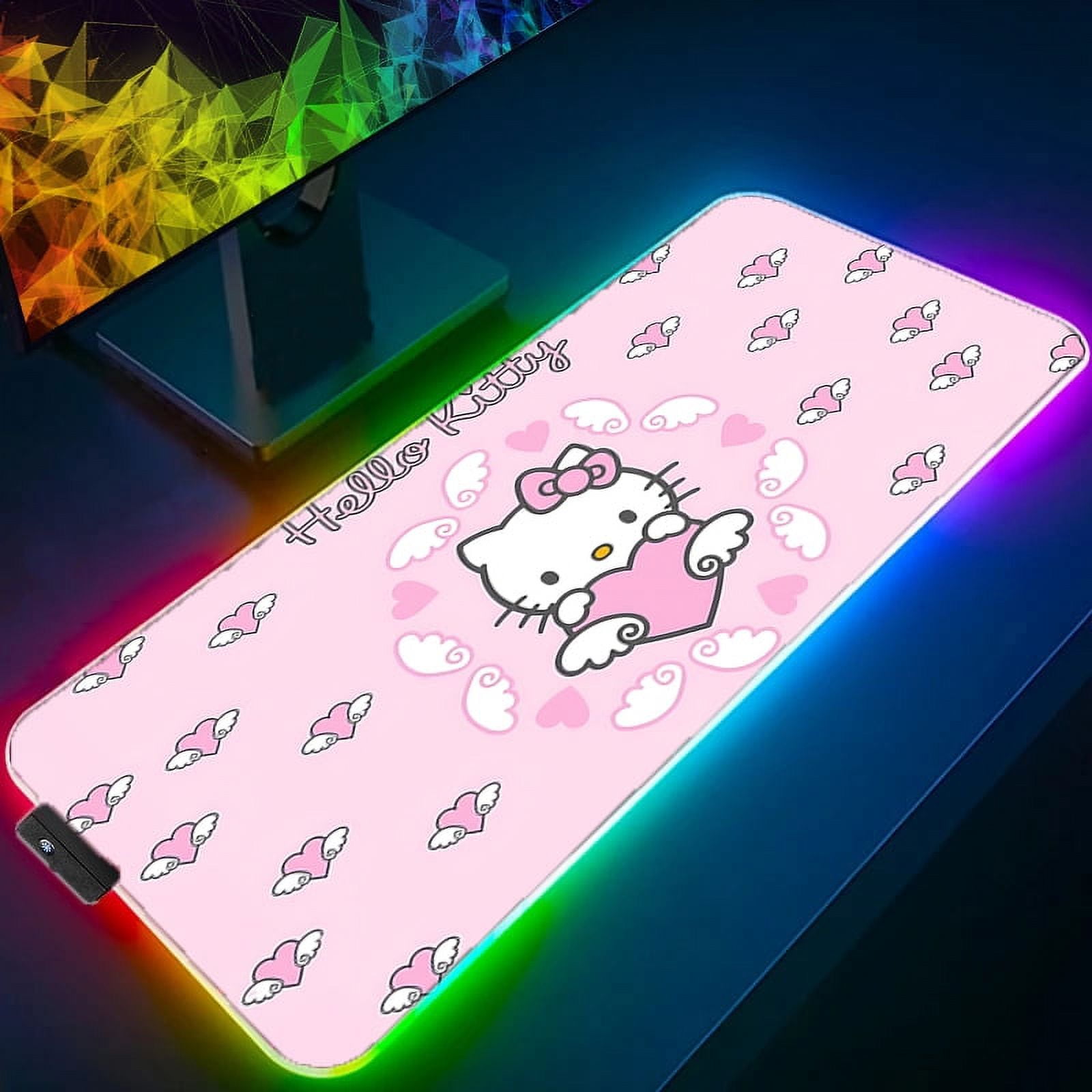 RGB Kawaii Anime Hello Kitty Mouse Pad LED Computer Luminous XXL ...