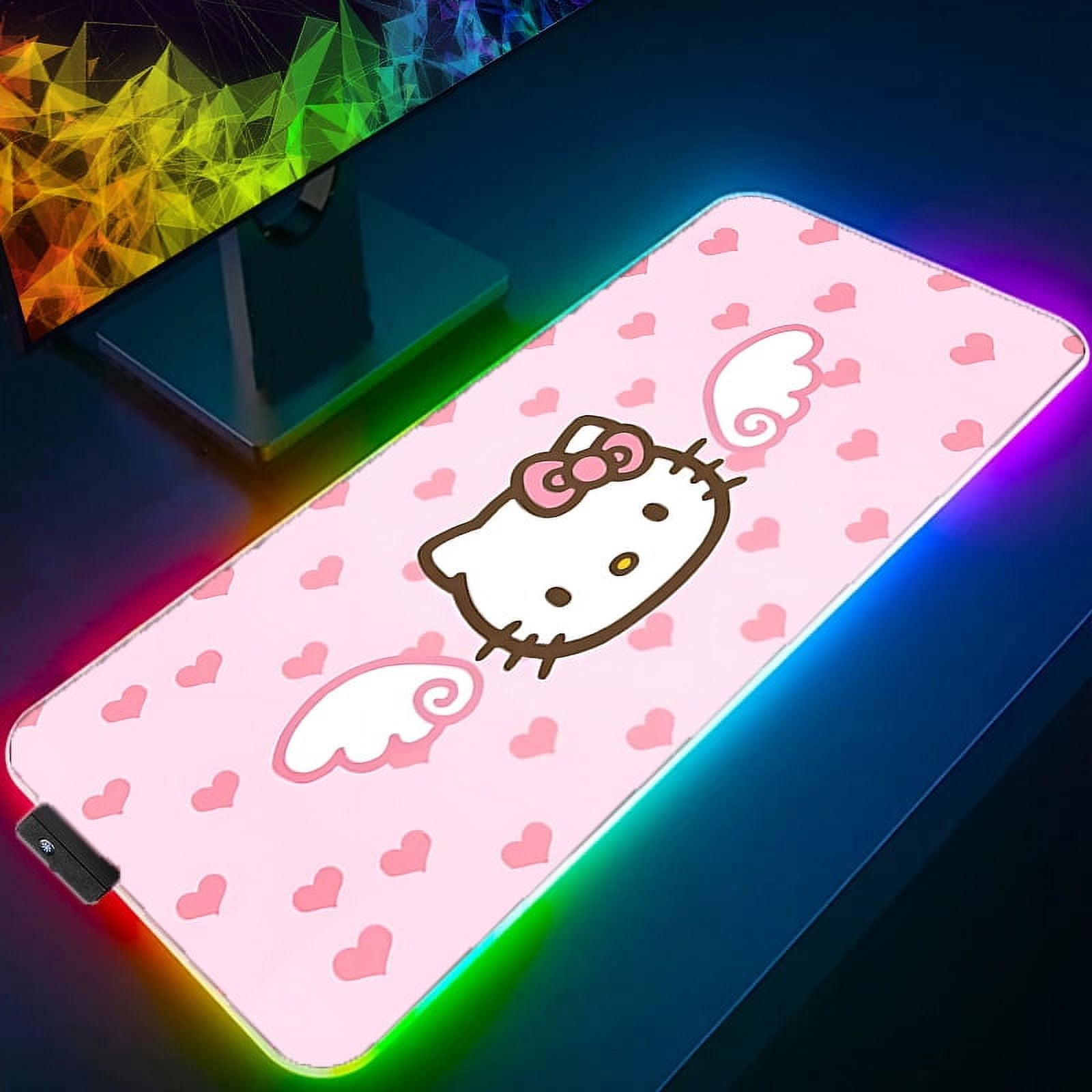 RGB Kawaii Anime Hello Kitty Mouse Pad LED Computer Luminous XXL ...