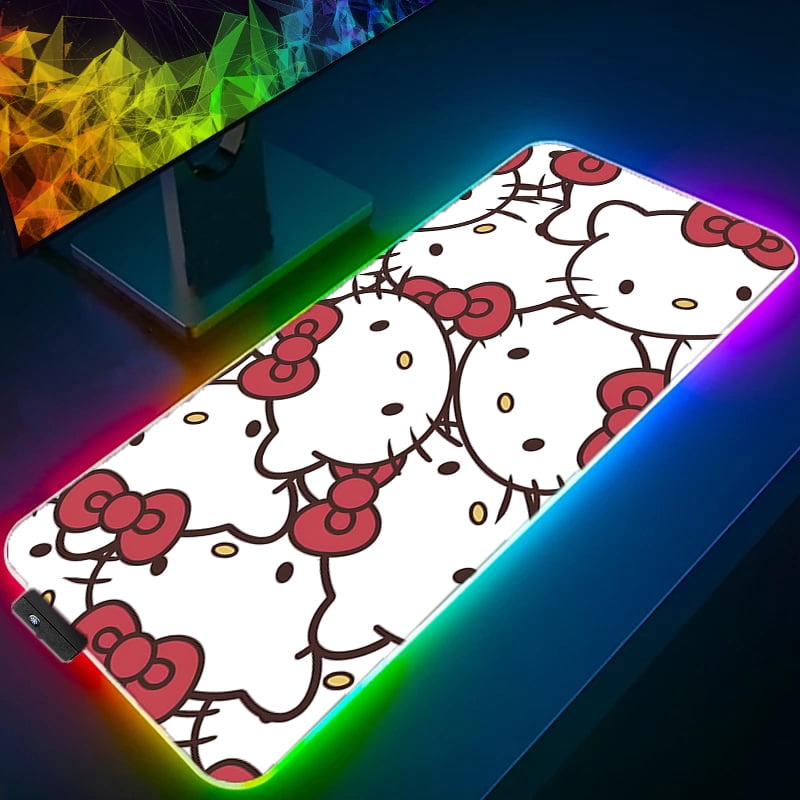 RGB Kawaii Anime Hello Kitty Mouse Pad LED Computer Luminous XXL ...