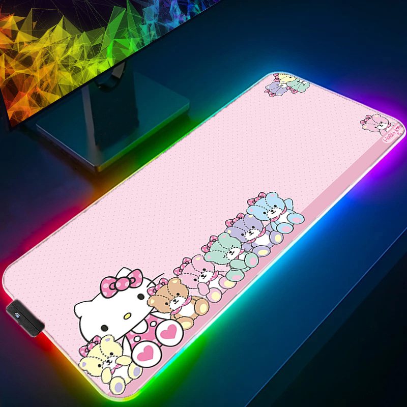 RGB Kawaii Anime Hello Kitty Mouse Pad LED Computer Luminous XXL ...