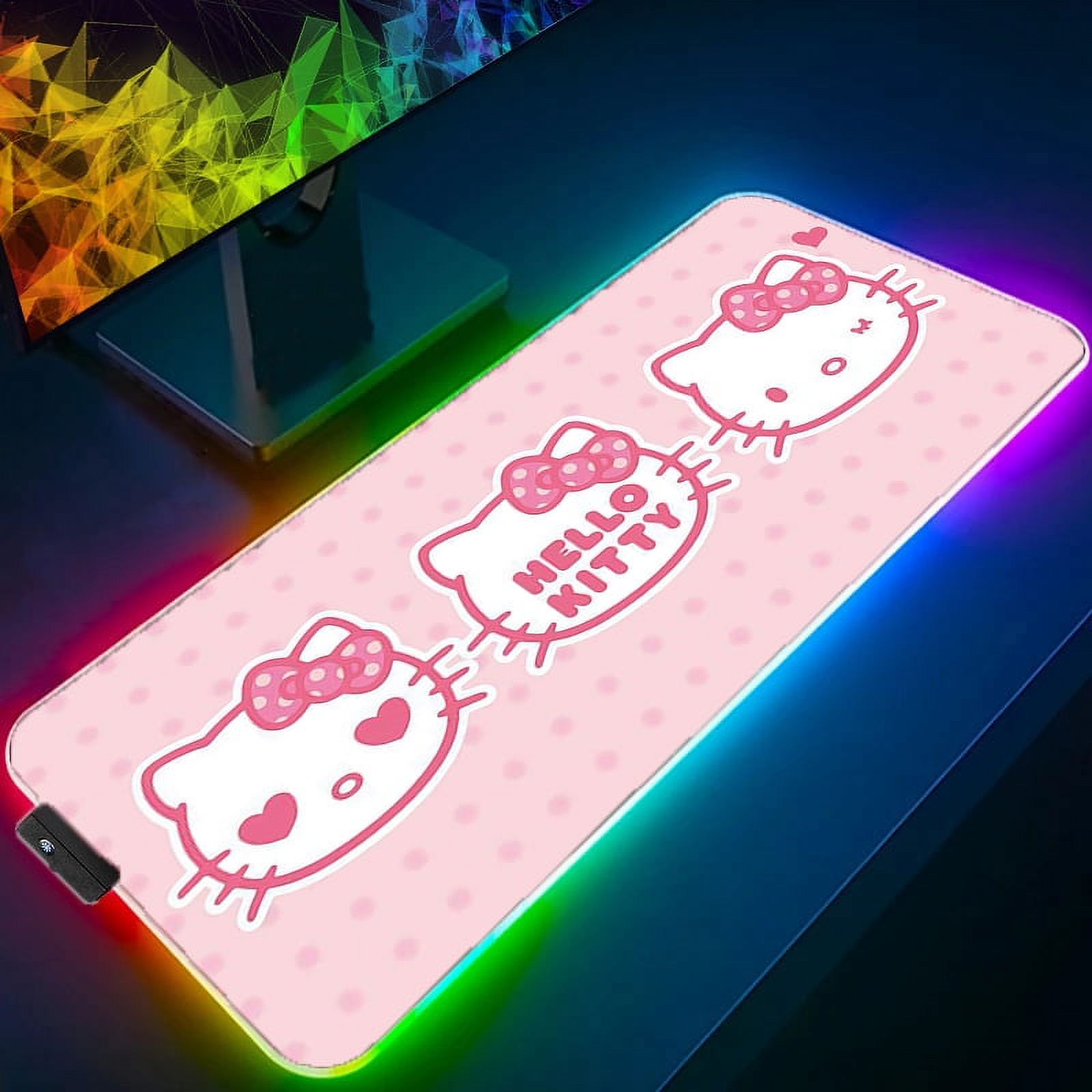 RGB Kawaii Anime Hello Kitty Mouse Pad LED Computer Luminous XXL ...