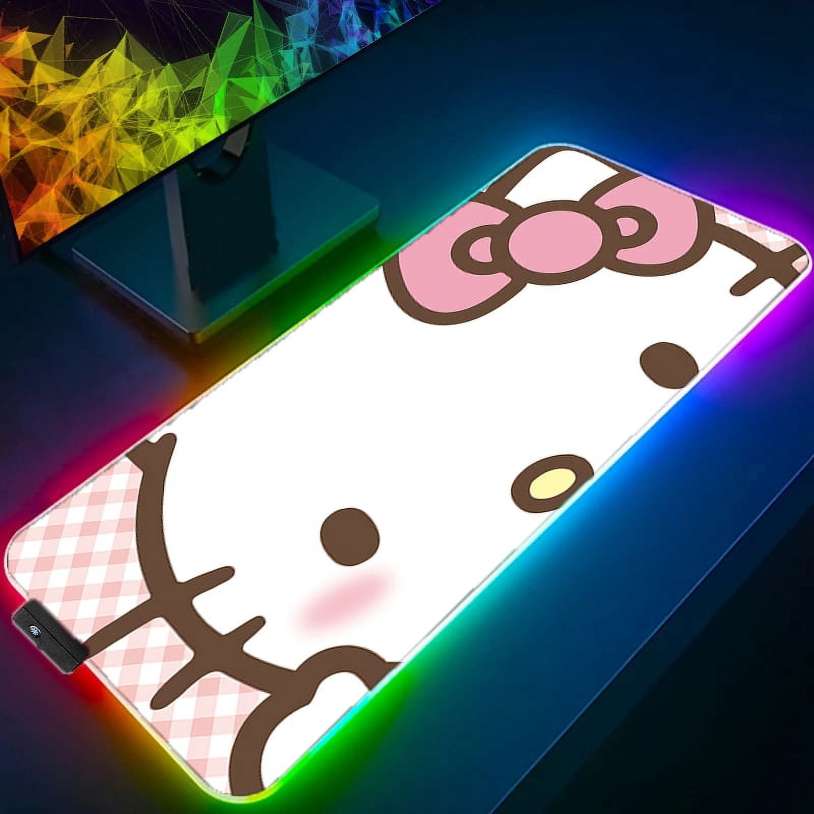 RGB Kawaii Anime Hello Kitty Mouse Pad LED Computer Luminous XXL ...