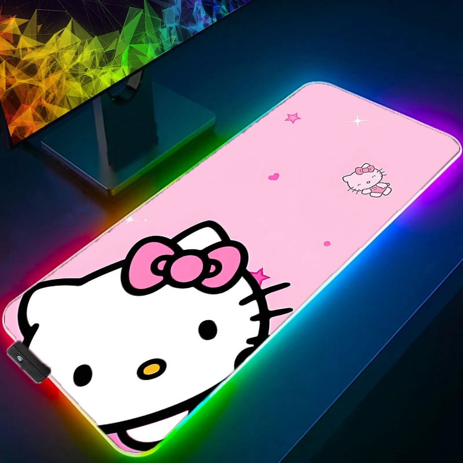 RGB Kawaii Anime Hello Kitty Mouse Pad LED Computer Luminous XXL ...