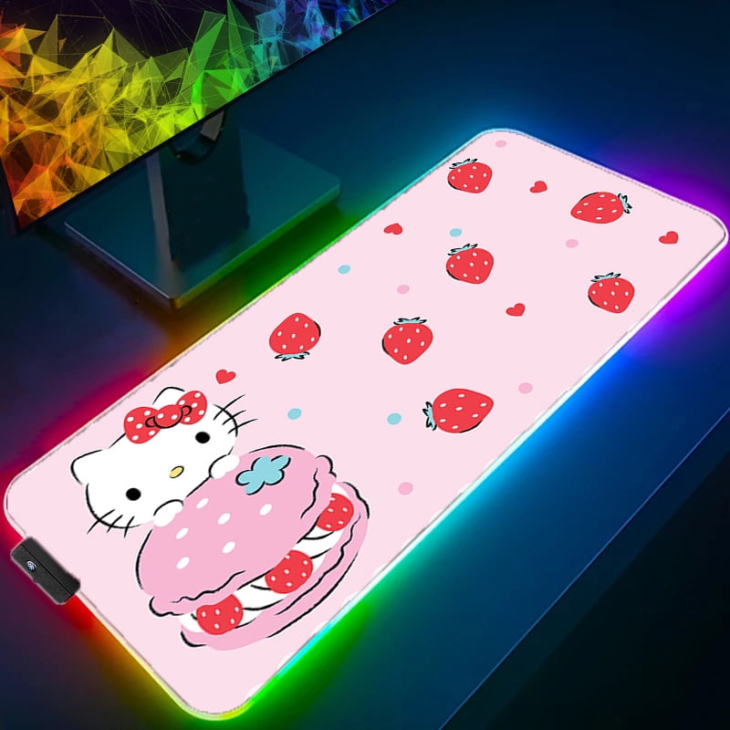 RGB Kawaii Anime Hello Kitty Mouse Pad LED Computer Luminous XXL ...