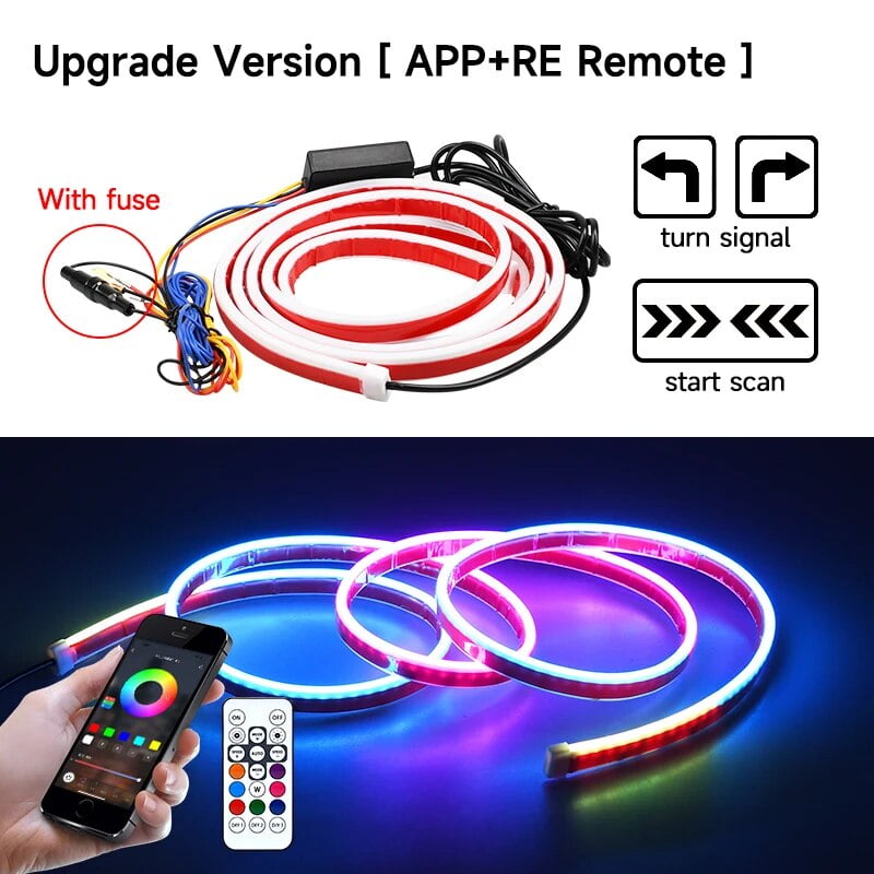 RGB LED Car Hood Light With Trun Signal APP Remote Control Daytime ...