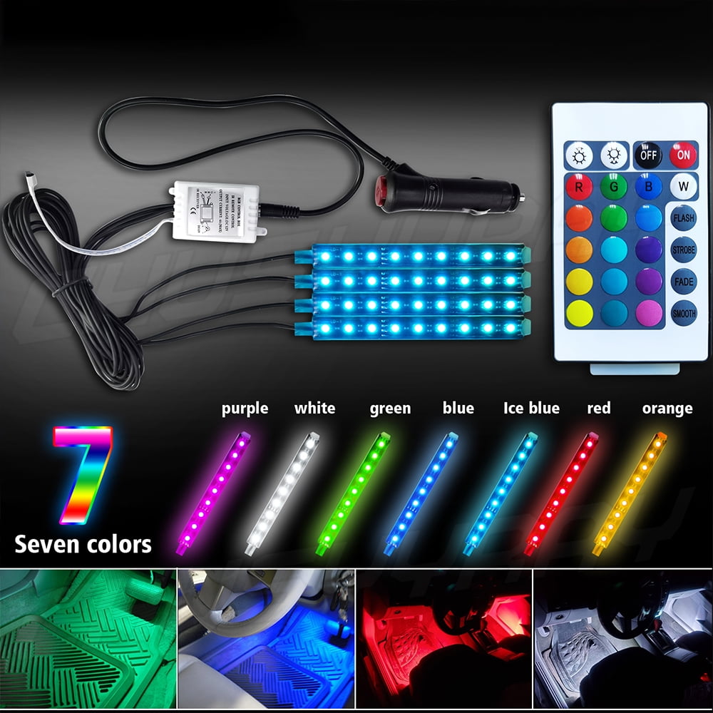 RGB LED Car Interior Decor Flexible Atmosphere Lamp Strip Light Remote ...