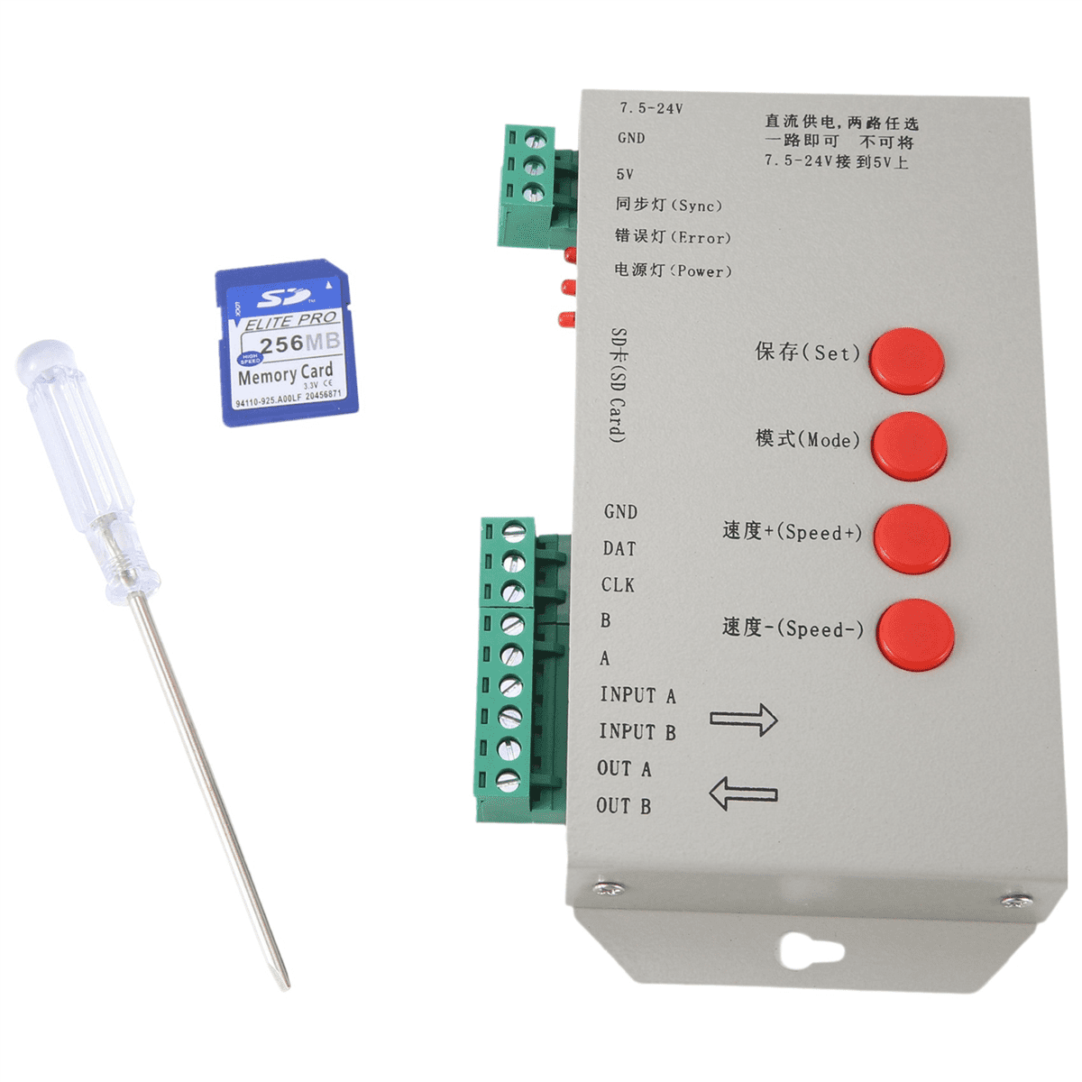 RGB LED Controller T1000S SD Card 2048Pixels for WS2801 WS2811 WS2812B ...