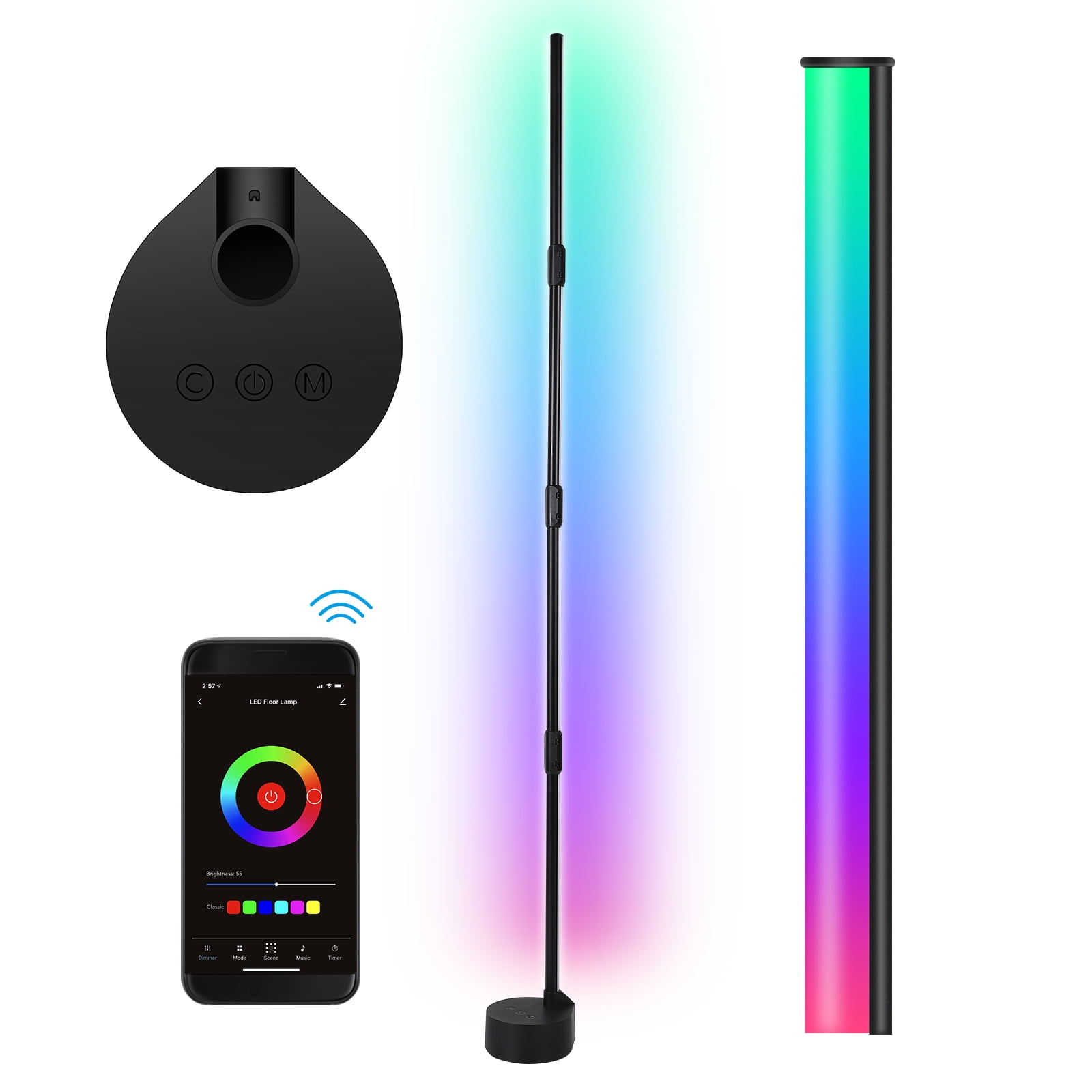 RGB LED Corner Floor Lamp 16 Million Color Changing Floor Lights 56 ...