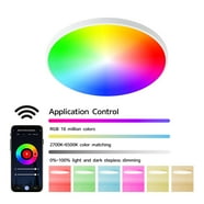 CheDux 24W Dimmable LED, RGB Flush Mount 12 Inch Ceiling Light, Remote ...