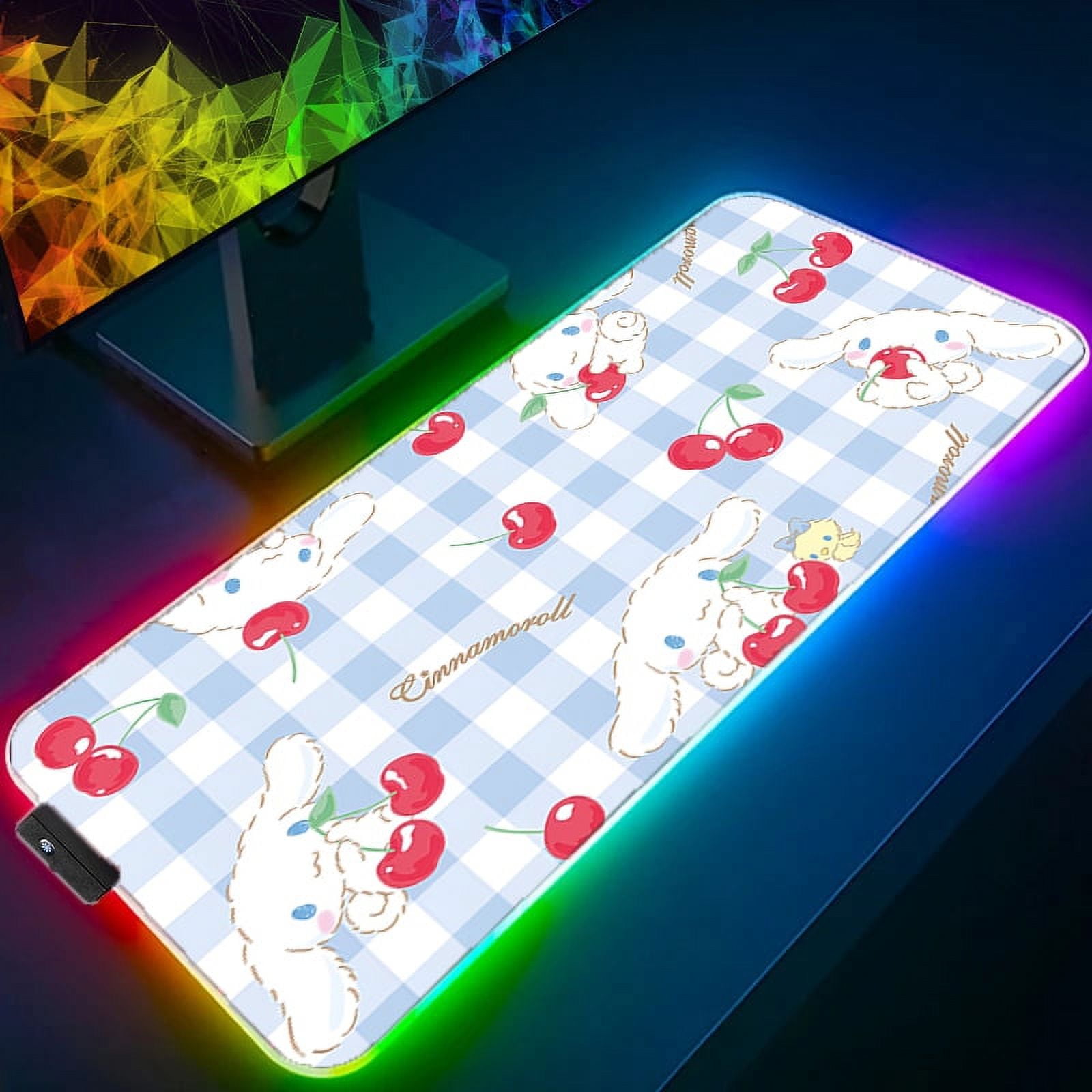 RGB LED Mouse Pad Cinnamoroll Sanrio Pattern Locking Edge MousePad ...