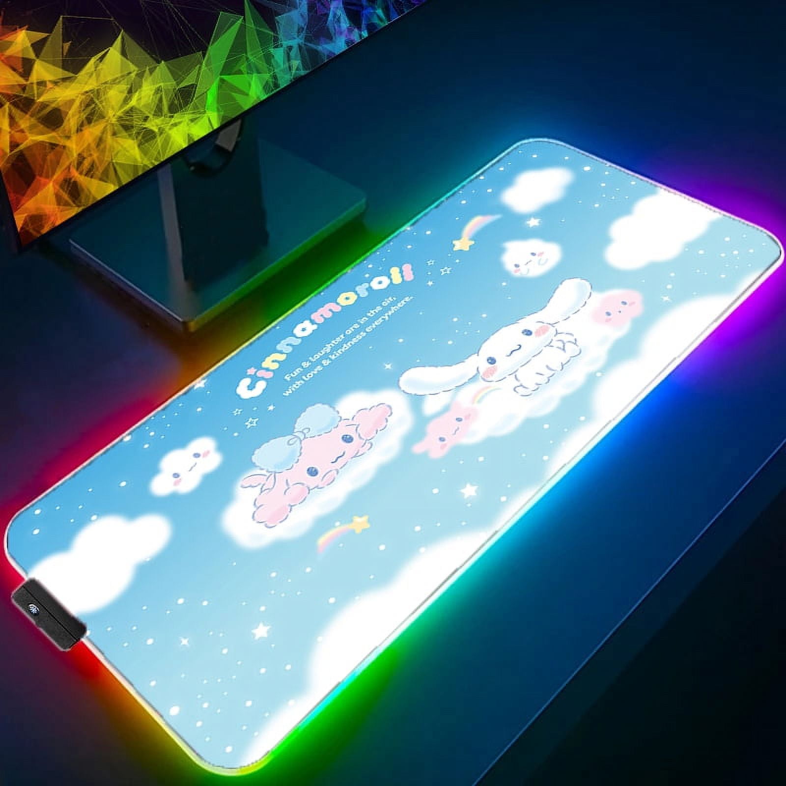 RGB LED Mouse Pad Cinnamoroll Sanrio Pattern Locking Edge MousePad ...