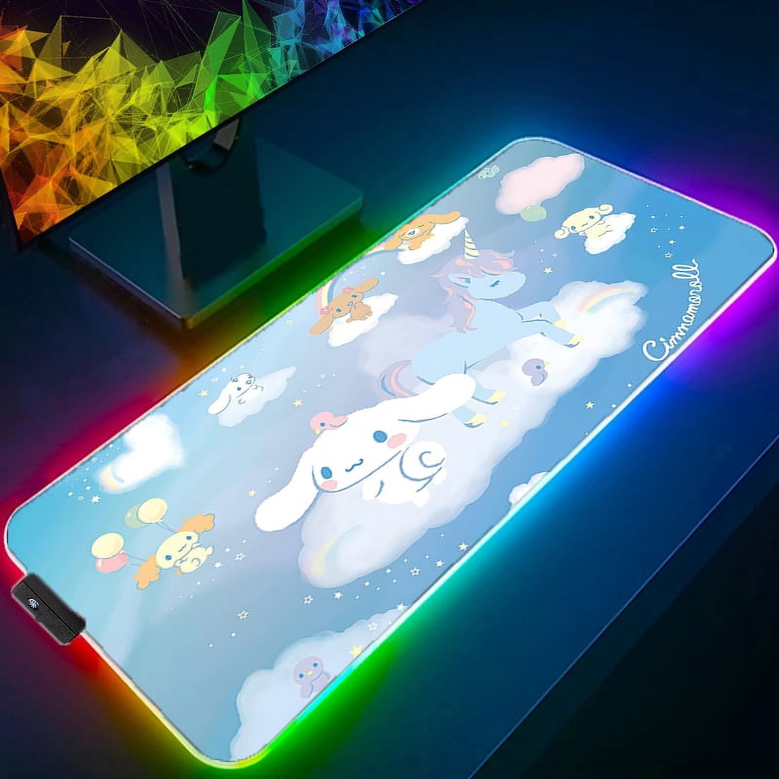 RGB LED Mouse Pad Cinnamoroll Sanrio Pattern Locking Edge MousePad ...