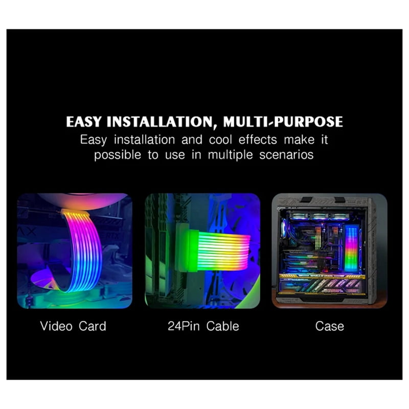 RGB LED Strip ARGB Sync Board for Computer Power Supply ATX 24PIN GPU ...