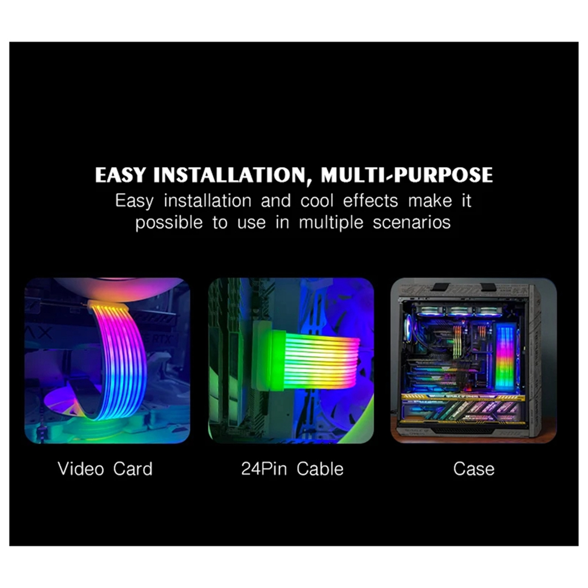 RGB LED Strip ARGB Sync Board for Computer Power Supply ATX 24PIN X12 ...