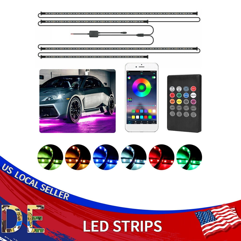 RGB LED Strip Under Car Tube Underglow Underbody System Neon Light w ...